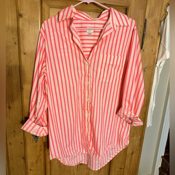 a new day | Tops | A New Day Pink White Verticle Striped Oversized ...